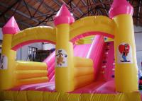China Girls Pink Large Inflatable Slide , PVC Tarpaulin Princess Ground Kids Inflatable Slide for sale