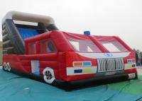 China Race Car Jumping Inflatable Dry Slide Boys Playground High Resolution Digital Printing for sale