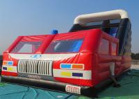 China Race Car Jumping Inflatable Dry Slide Boys Playground High Resolution Digital Printing for sale