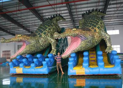 China Giant Crocodile Inflatable Dry Slides Custom Shark PVC Double Lane Bouncer Slides for sale