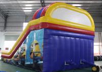 China Kids PVC Inflatable Dry Slide Minion Fun Cartoon Dual Lanes With Stairs for sale