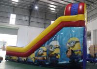 China Kids PVC Inflatable Dry Slide Minion Fun Cartoon Dual Lanes With Stairs for sale