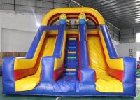 China Kids PVC Inflatable Dry Slide Minion Fun Cartoon Dual Lanes With Stairs for sale