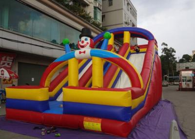 China PVC Inflatable Bounce And Slide Multi Lanes Clown Type Cultivated Stitching Workmanship for sale