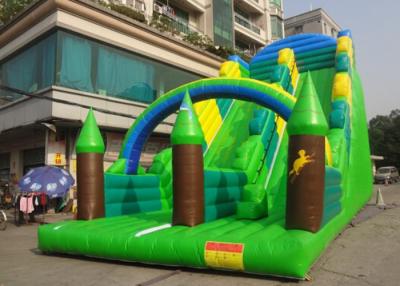 China Multi Colors Green Forest Custom Inflatable Dry Slide Double Lane With Column for sale
