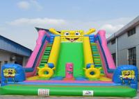 China Big Spongebob Inflatable Dry Slide Anchor Rings All Over The Castles With Climbing Steps for sale