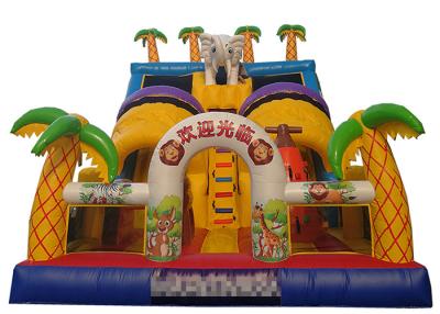 China Zoo Park Kids Inflatable Dry Slide With Protection Cover Bouncer Combo Slide for sale