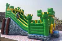 China 24 Foot Giant Roacky Green Blow Up Slide 2 Lanes Ladder Air Bounce Amusement for sale