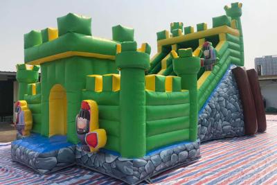 China 24 Foot Giant Roacky Green Blow Up Slide 2 Lanes Ladder Air Bounce Amusement for sale