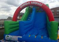 China PVC Tarpaulin Animal Park Zoo Cartoon Inflatable Dry Slide With Arch Door for sale