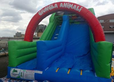 China PVC Tarpaulin Animal Park Zoo Cartoon Inflatable Dry Slide With Arch Door for sale