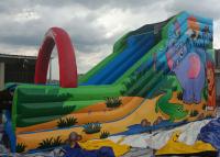 China PVC Tarpaulin Animal Park Zoo Cartoon Inflatable Dry Slide With Arch Door for sale