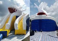 China Giant Shark Commercial Inflatable Water Slides / Triple Lanes Adults Water Slide for sale