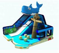 China 6×6 Meter Inflatable Jumping Slide , Blue Marine Themed Inflatable Water Slide for sale