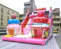 China Candy Themed Pink Dry Inflatable Slip Slide For Amusement Park Customized Size for sale