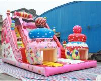 China Candy Themed Pink Dry Inflatable Slip Slide For Amusement Park Customized Size for sale