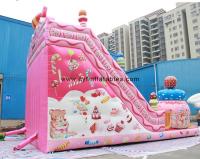 China Candy Themed Pink Dry Inflatable Slip Slide For Amusement Park Customized Size for sale