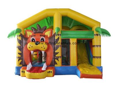 China 5X6 Meter Inflatable Bouncer Castles / Little Lion Theme Inflatable Slide Combo for sale