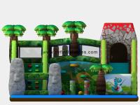 China Inflatable Rock Climbing Slide / Green Theme Slide Inflatable Forest Dinosaur Theme Fun City for sale