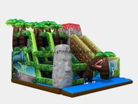 China Inflatable Rock Climbing Slide / Green Theme Slide Inflatable Forest Dinosaur Theme Fun City for sale