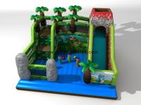 China Inflatable Rock Climbing Slide / Green Theme Slide Inflatable Forest Dinosaur Theme Fun City for sale