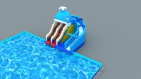 China Garden PVC 0.55mm 6.8×7.8M Commercial Inflatable Water Slides for sale