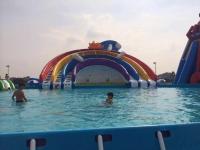 China UV Resistance Rainbow 12×8M Commercial Blow Up Water Slides for sale