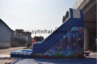 China OEM 8x6m Inflatable Ocean Water Slide With Pool 3 In 1 for sale