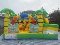 China 5×5 Meter Jungle Inflatable Bounce House Combo For Backyard for sale