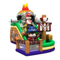 China Flame Retardant 6×9M Inflatable Dry Slide Pirate Ship for sale
