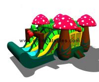 China 1000D Tarpaulin Mushroom Mini Inflatable Slide For Backyard Fun for sale