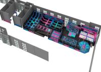 China Zipline Indoor Trampoline Park Playground Wipe Out Customized Colors for sale