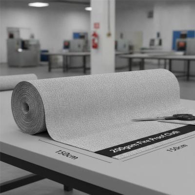 China 200gsm fire proof cloth 150cm width heat resistant fabric designed for industrial safety and protective garment production for sale