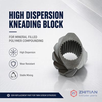China High Dispersion Kneading Block for Mineral Filled Polymer Compounding with W6Mo5Cr4V2 Material and Customized Configuration for sale