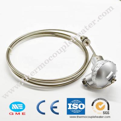 China Armour Thermocouple RTD K J Type Sheath Temperature Sensor With Big Thermocouple Head for sale