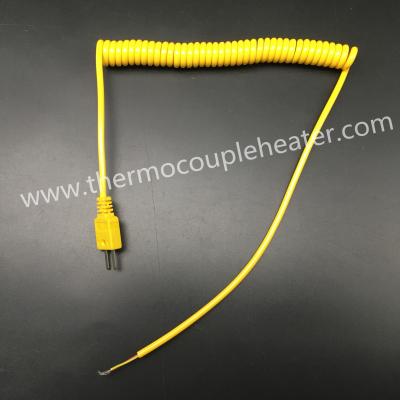 China Insulation J K Type Mini Thermocouple Connector With 1.5m Curly Lead for sale