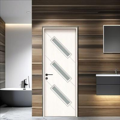 China WPC Glass Door durable composite hollow door constructed with 100 percent WPC frame ideal for soundproof and energy interiors for sale