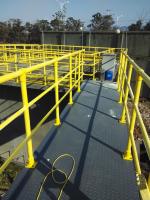 China Yellow Round Tube Assembled Fibreglass Handrails Used In Sewage Treatment Plant for sale