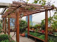 China Fibreglass Frame Wood Imitated Garden Grape Trellis For Rest Areas for sale