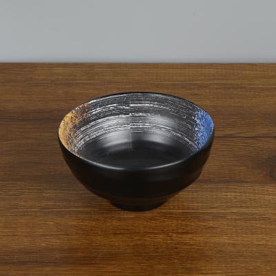 China 100% Melamine Round Side Black Rice Bowl Durable Safe for sale
