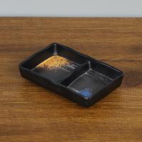 China Compartment Divided Melamine Sauce Dish Restaurant Rectangular Hard Sauce Tray for sale