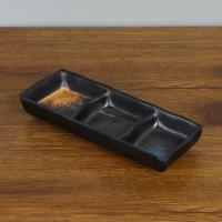 China Compartment Divided Melamine Sauce Dish Restaurant Rectangular Hard Sauce Tray for sale