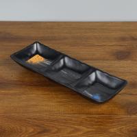 China Compartment Divided Melamine Sauce Dish Restaurant Rectangular Hard Sauce Tray for sale