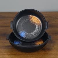 China Melamine Round Deep Salad Bowl With Handle Matte Deep Melamine Plates for sale