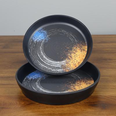 China Melamine Round Deep Salad Bowl With Handle Matte Deep Melamine Plates for sale