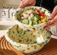 China Customizable Melamine Bowl with Various Sizes and Designs Available for Personalization，Dots Powder Melamine Tableware. for sale
