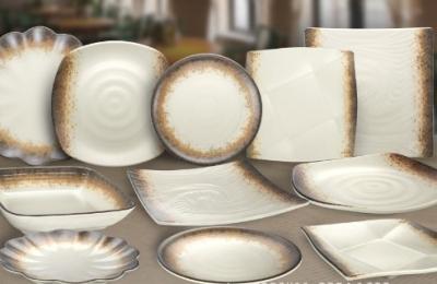 China Custom White Color Melamine Tablewares Plates Big Plastic Hotel Serving Plates. for sale