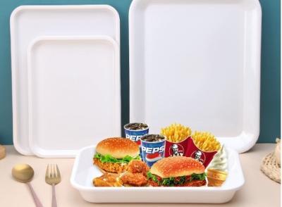China Custom White Color Melamine Tableware Big Tray Kitchen Serving Tray For Fast Food for sale