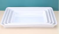 China Custom White Color Melamine Tableware Big Tray Kitchen Serving Tray For Fast Food for sale