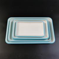 China Stable And Low-Noise Colorful Melamine Serving Blue Tray For Schools Or Hotel for sale